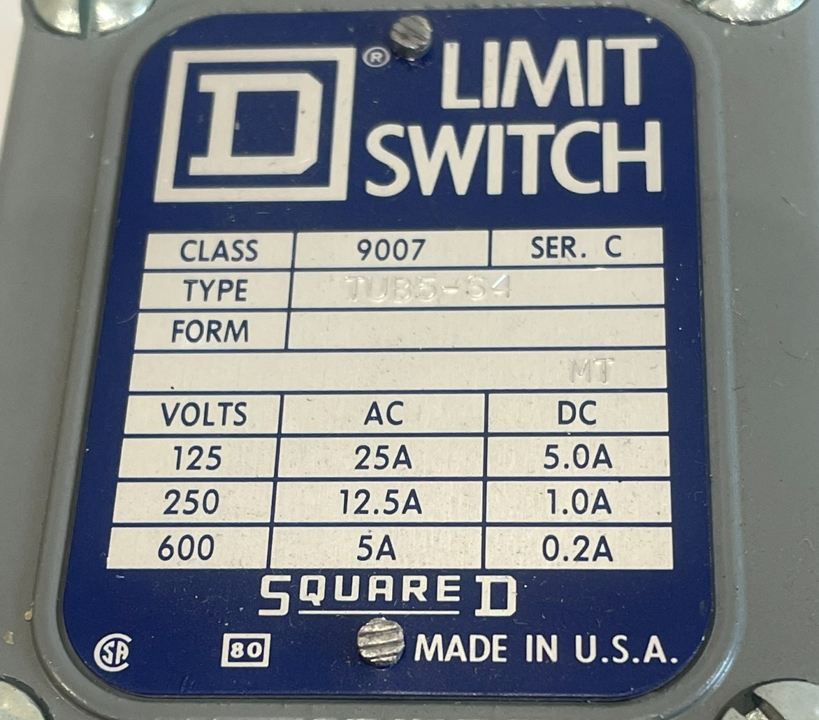 NEW SQUARE D 9007-TUB5S4 LIMIT SWITCH SER. C 9007TUB5S4 - SB Industrial ...
