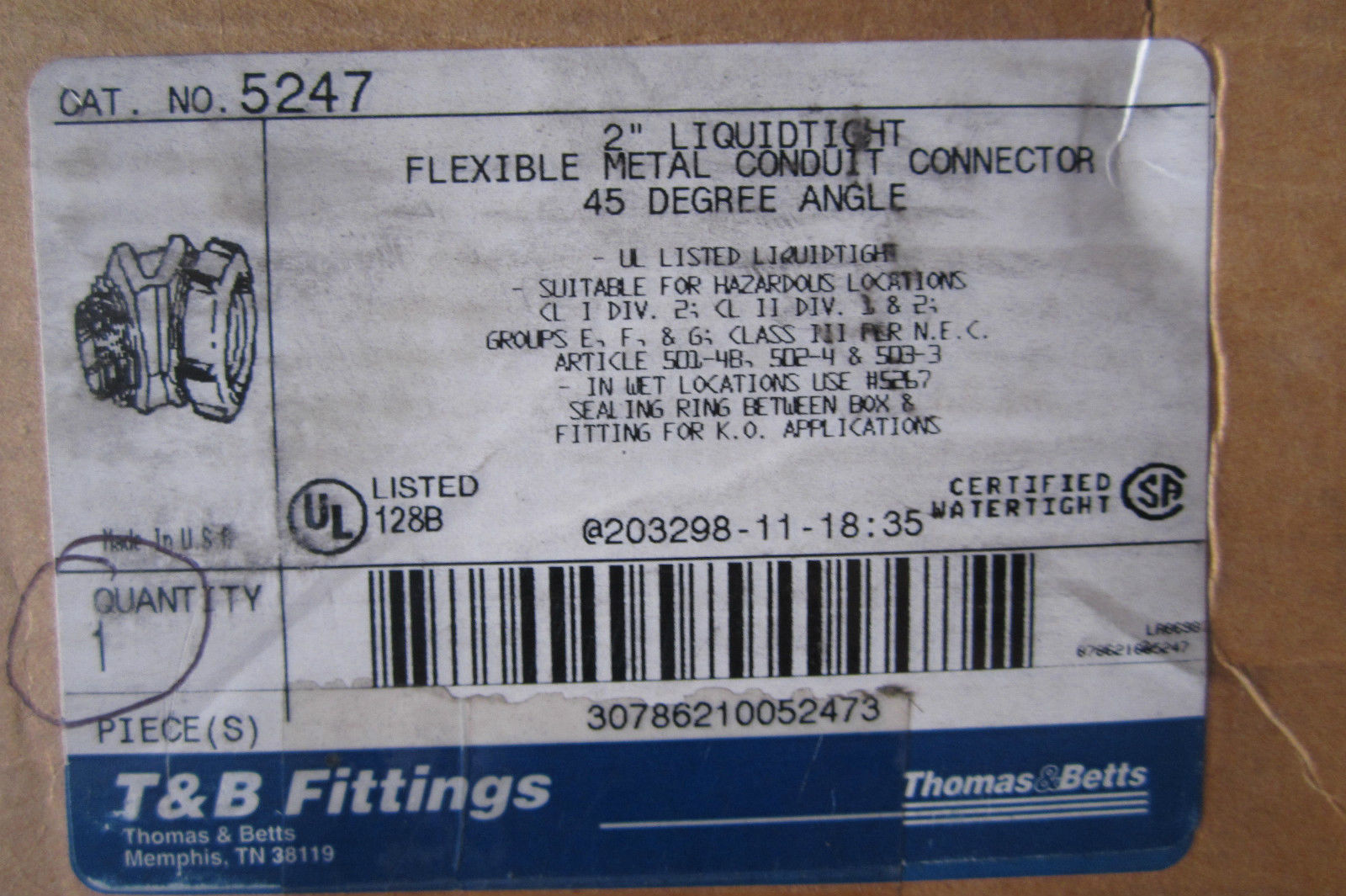 NEW THOMAS & BETTS 5247 CONNECTOR - SB Industrial Supply, Inc.