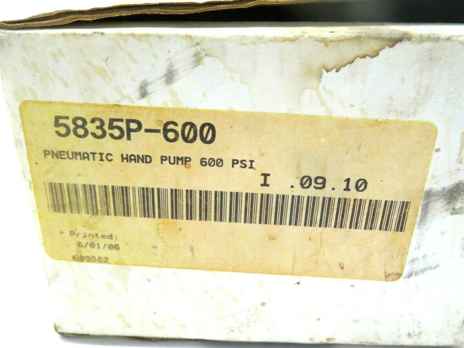 NEW TRANSMATION INC. 1099-600 PNEUMATIC HAND PUMP 600PSI 5835P-600 ...