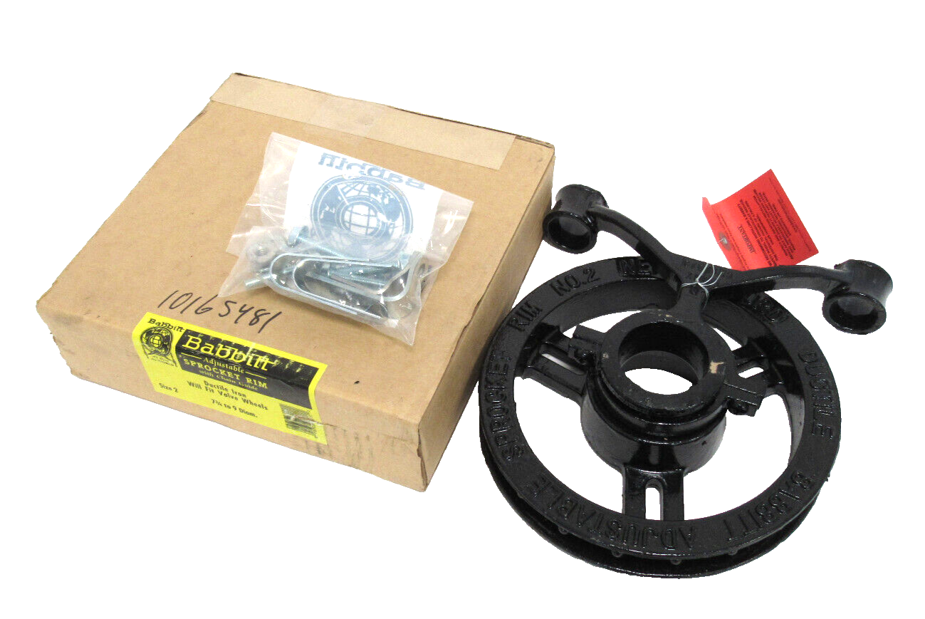 NEW BABBITT SIZE 2" ADJUSTABLE SPROCKET RIM W/ CHAIN GUIDE 7-3/4" TO 9 ...
