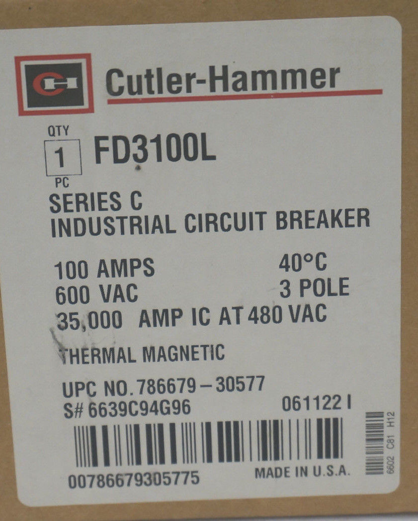 NEW CUTLER HAMMER FD3100L CIRCUIT BREAKER - SB Industrial Supply, Inc.