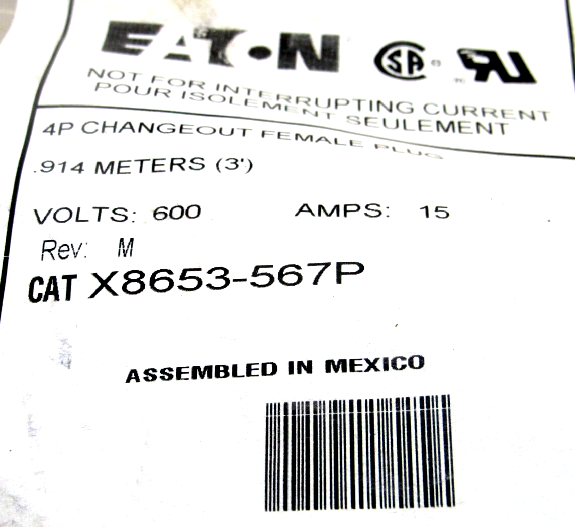 NEW EATON X8653-567P4P CHANGEOUT FEMALE PLUG X8653567P - SB Industrial ...