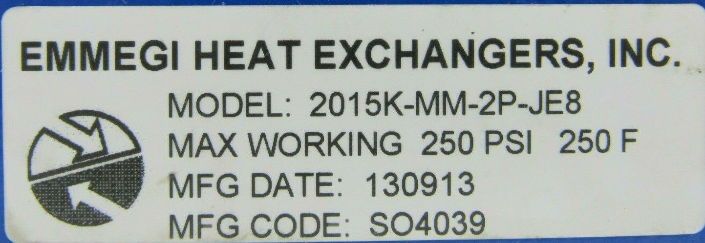 NEW EMMEGI 2015K-MM-2P-JE8 HEAT EXCHANGER 2015KMM2PJE8 - SB Industrial ...