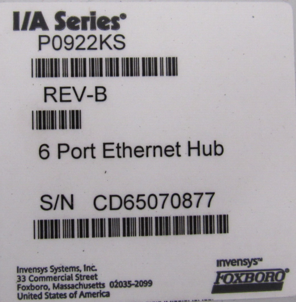 NEW FOXBORO P0922KS ETHERNET HUB 6 PORT - SB Industrial Supply, Inc.
