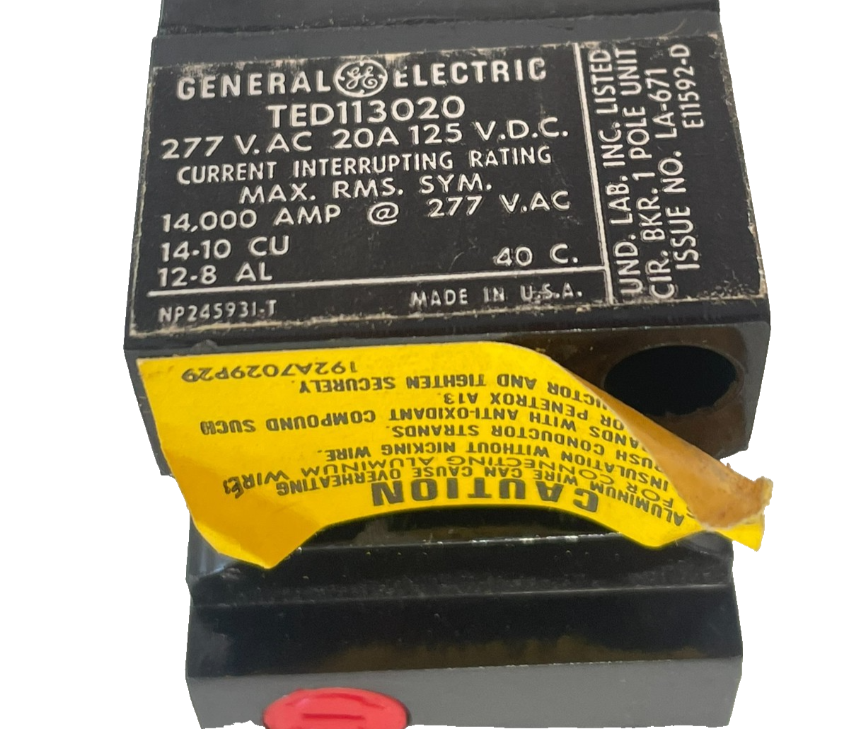 NEW GENERAL ELECTRIC TED113020 WL CIRCUIT BREAKER - SB Industrial ...