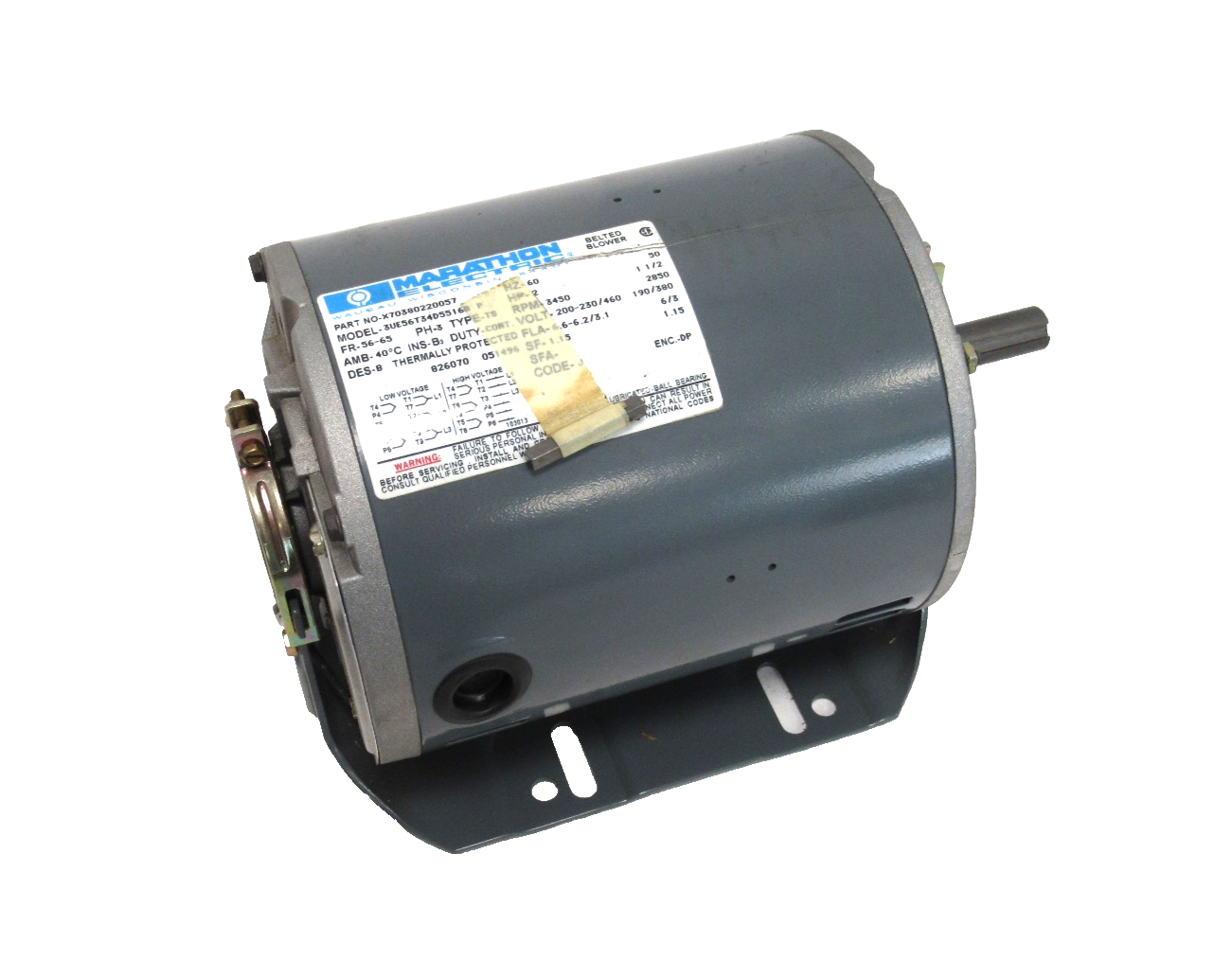 NEW MARATHON MOT-3080 MOTOR 2HP 3450RPM 1-7/8" x 5/8" X70380220057 - SB ...