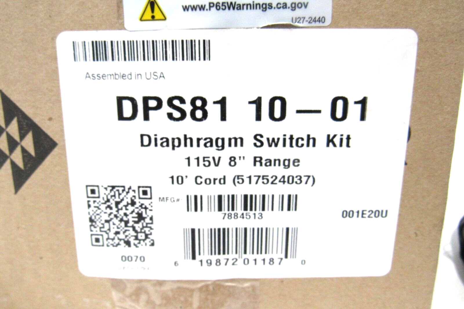 NEW PENTAIR DPS81 10-01 DIAPHRAGM SWITCH KIT - SB Industrial Supply, Inc.