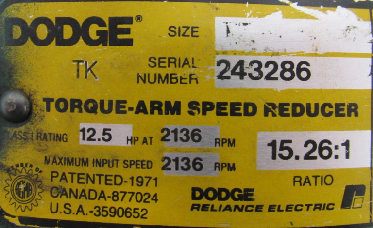 REFURBISHED DODGE TDT3 TORQUE ARM SPEED REDUCER 15.26:1 - SB Industrial ...
