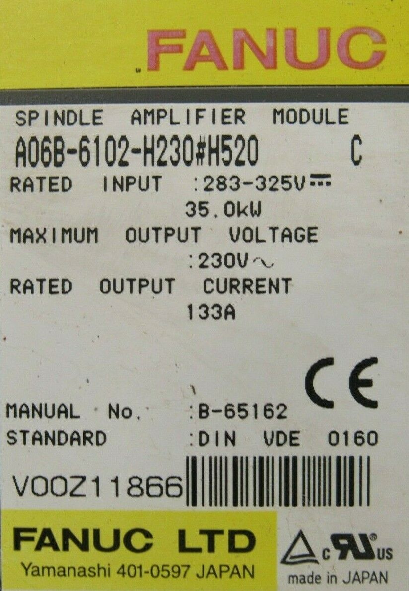USED FANUC A06B-6102-H230#H520 SPINDLE AMP MODULE C A06B6102H230H520 ...