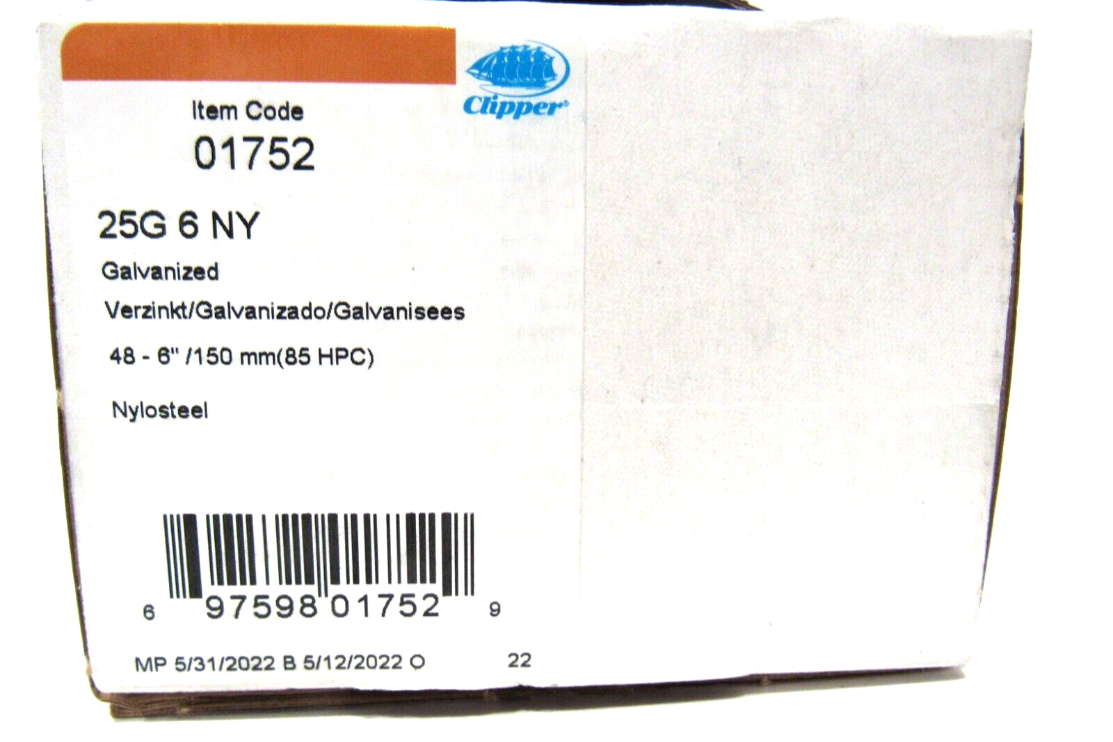 BOX OF 48 NEW CLIPPER 25G 6 NY BELT FASTENERS 25G6NY - SB Industrial ...