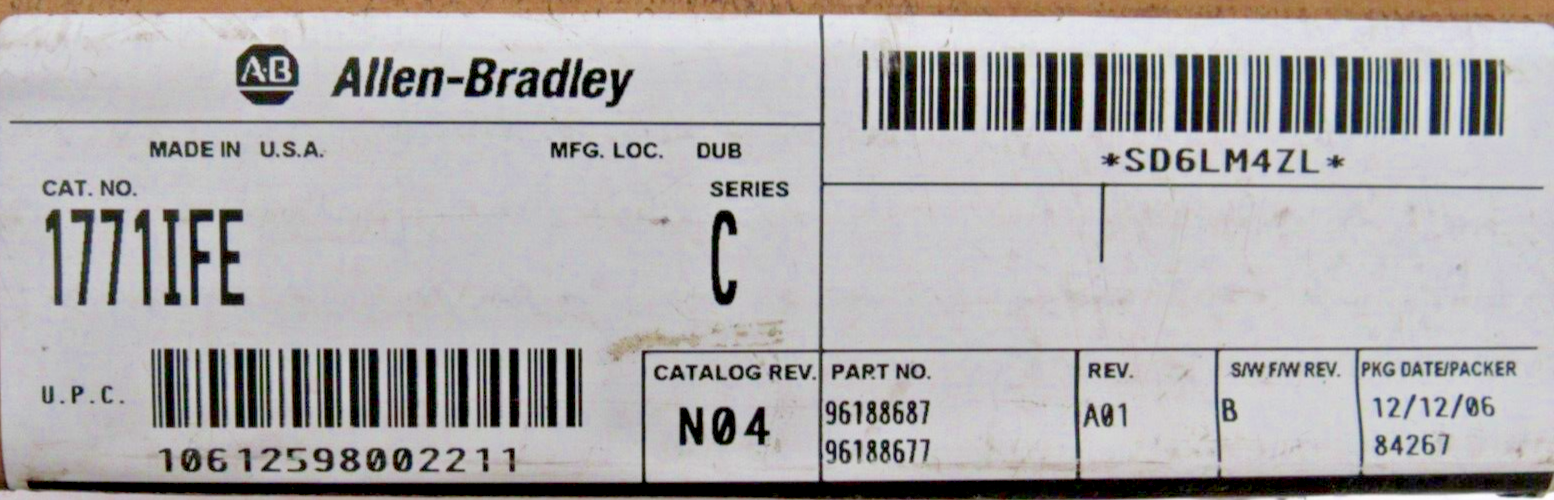 NEW ALLEN BRADLEY 1771-IFE INPUT MODULE SER.C 1771IFE - SB Industrial ...