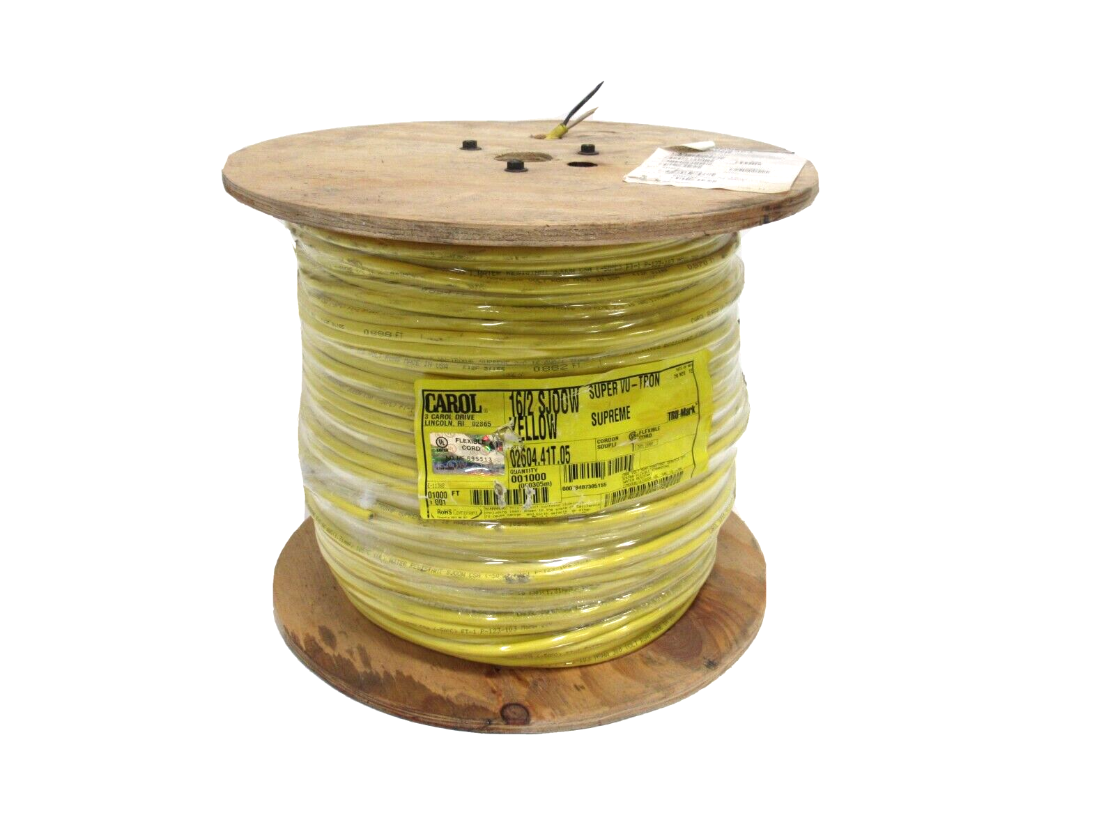 NEW CAROL 02604.41T.05 FLEX CABLE 2C/16 AWG FT-1 P-123-103 SJ00W 300V ...