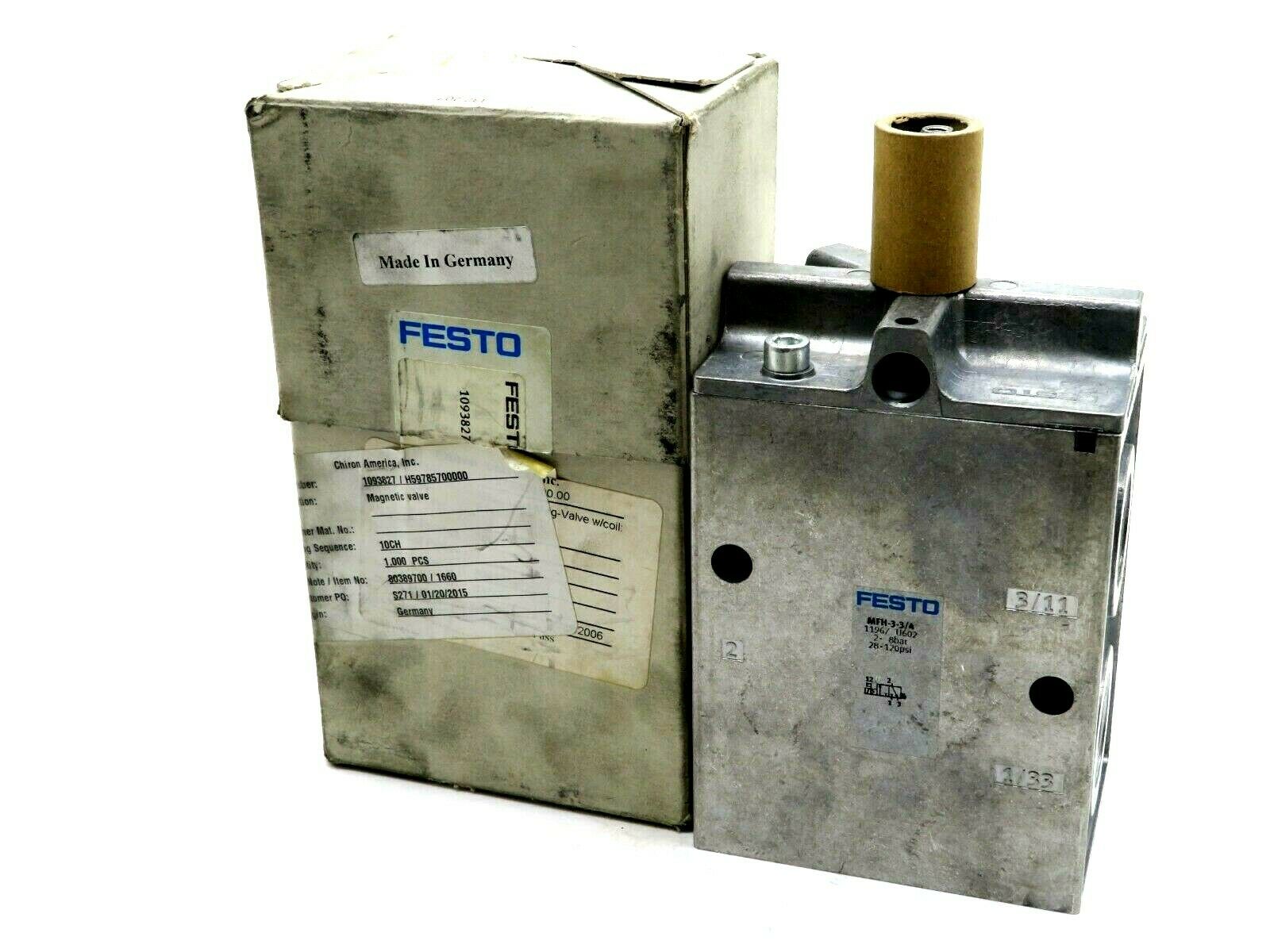 NEW FESTO ELECTRIC MFH-3-3/4 SOLENOID VALVE 11967 MFH334 - SB ...