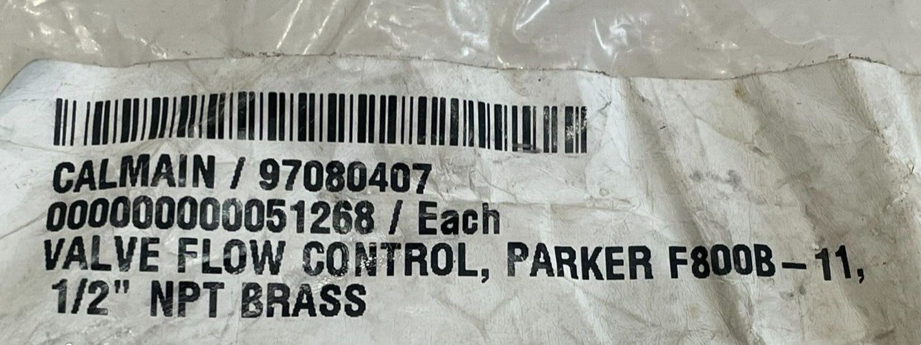 NEW PARKER F800-B11 FLOW CONTROL VALVE 1/2" NPT BRASS F800B11 - SB ...