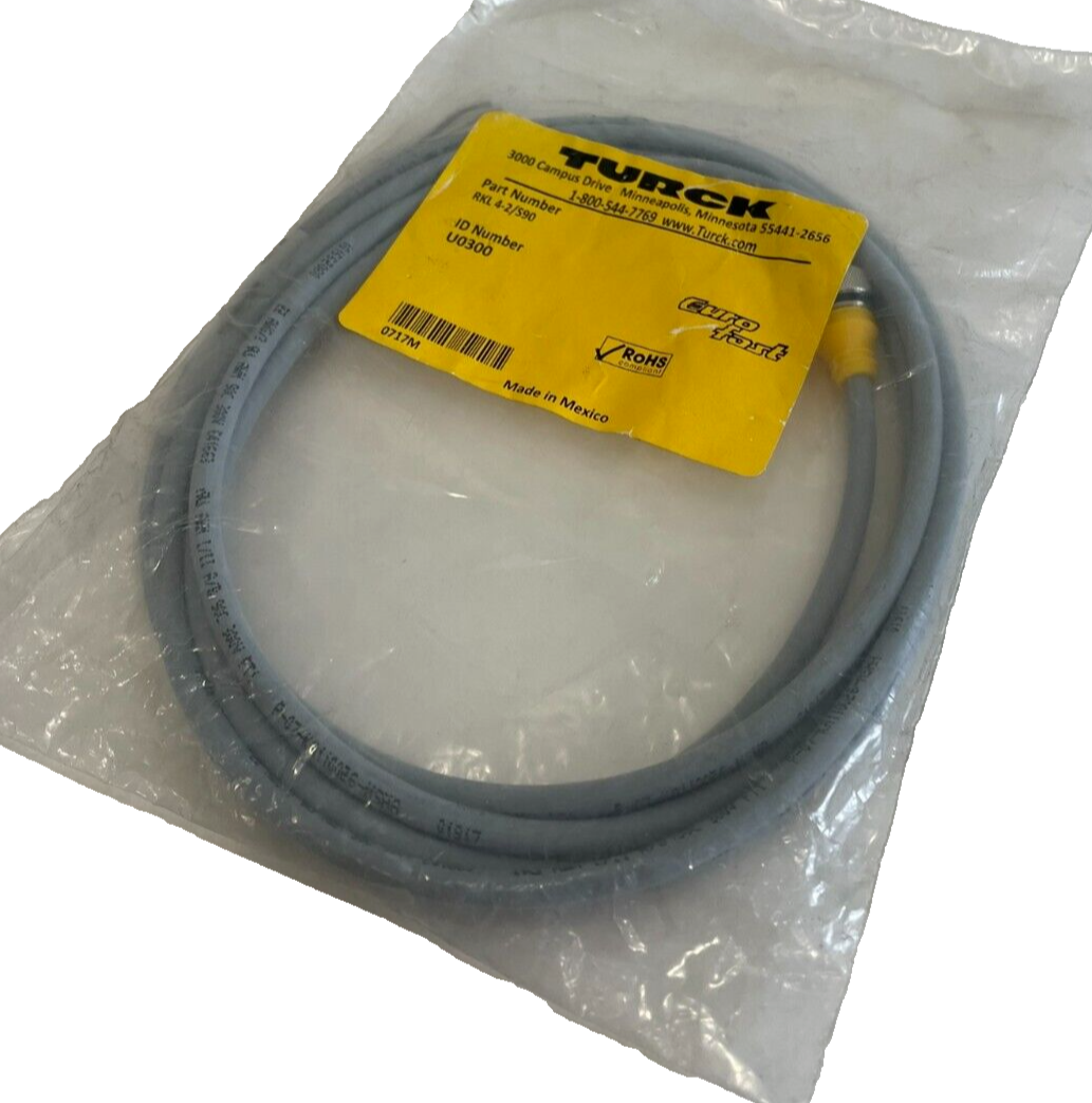 NEW TURCK RKL 4-2/S90 CORDSET U0300 RKL42S90 - SB Industrial Supply, Inc.