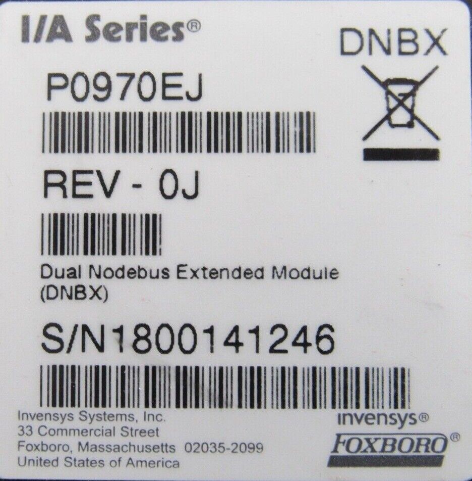 USED FOXBORO P0970EJ DNBX INTERFACE EXTENDER MODULE REV-0J - SB ...