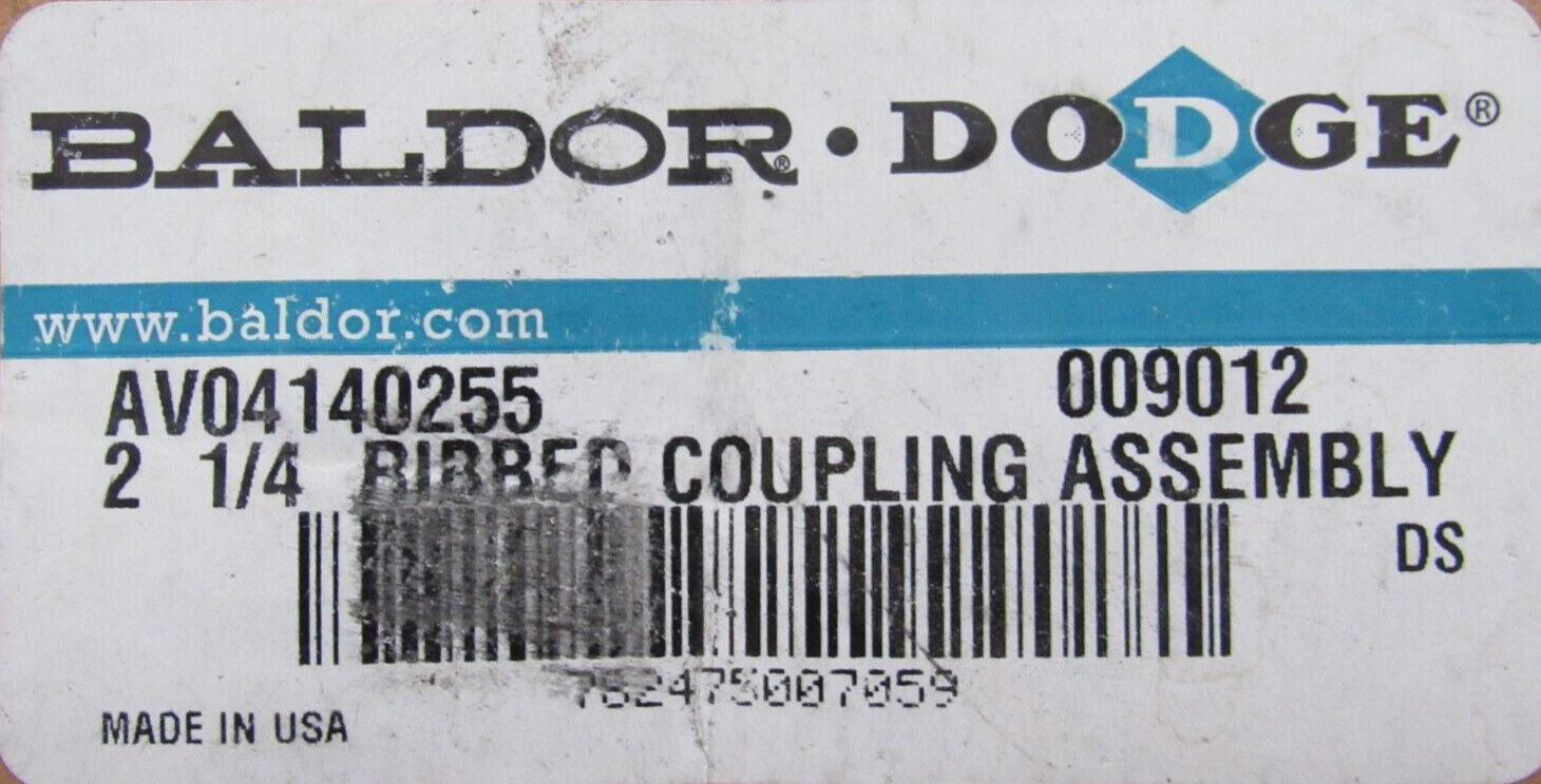 NEW BALDOR 009012 RIBBED COUPLING ASSEMBLY 2-1/4" - SB Industrial ...