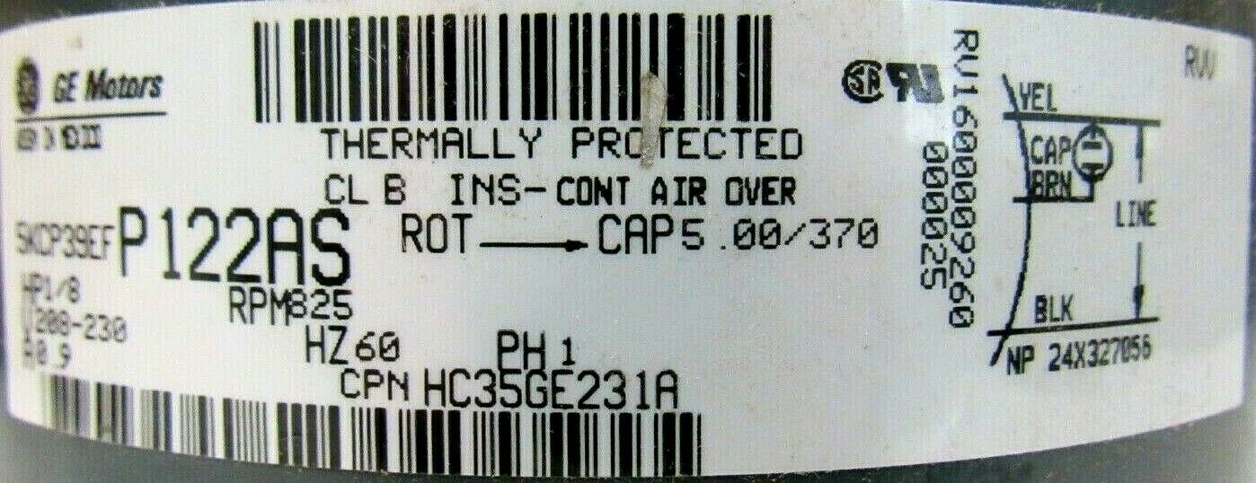 NEW GE 5KCP39EFP122AS FAN MOTOR 1/8HP 208-230V HC35GE231A - SB ...