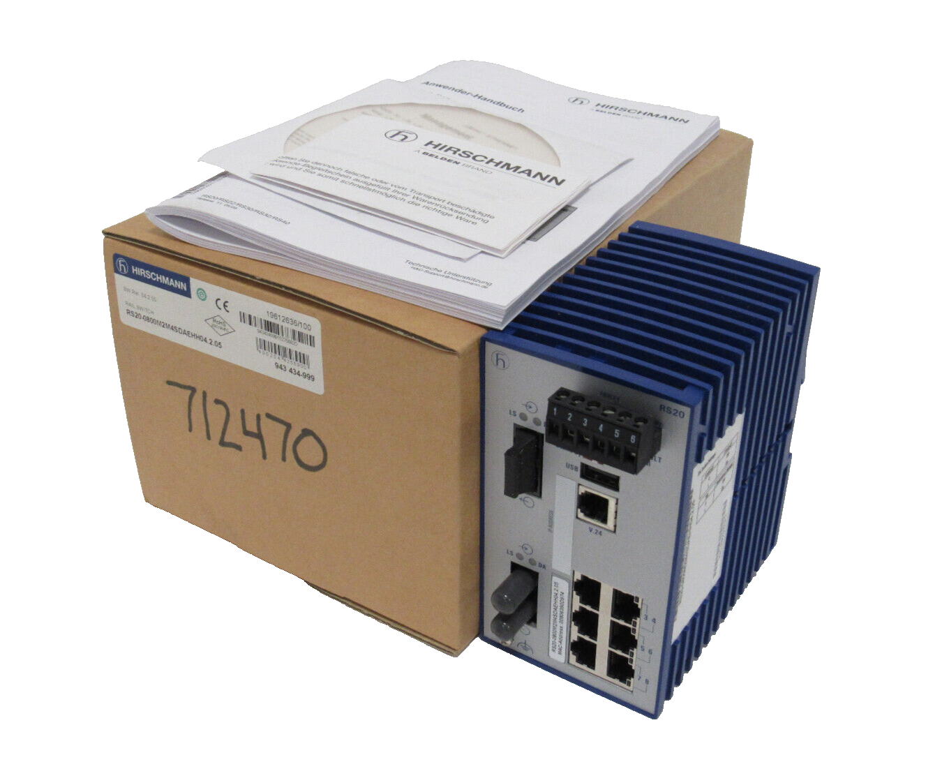 NEW HIRSCHMANN RS20 DIN RAIL ETHERNET SWITCH RS20-0800M2M4SDAEHH04.2.05 ...