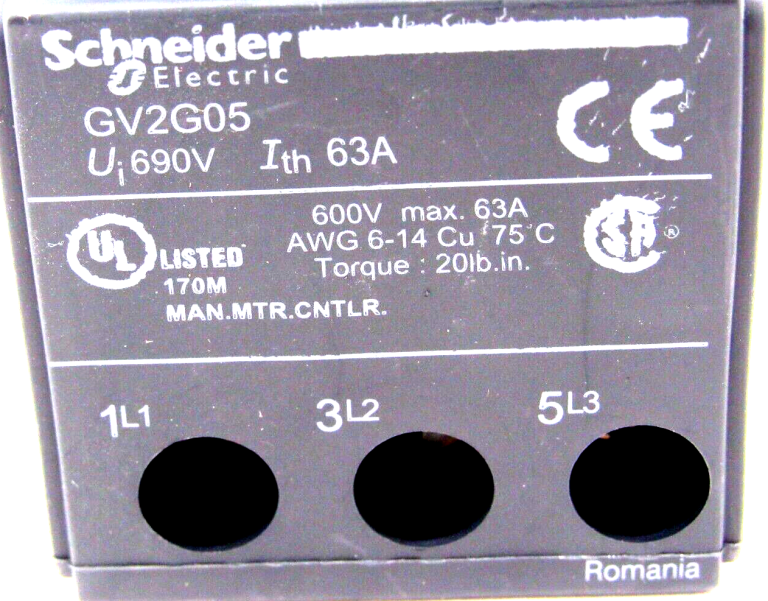 NEW SCHNEIDER /TELEMECANIQUE GV2G05 TERMINAL BLOCK - SB Industrial ...