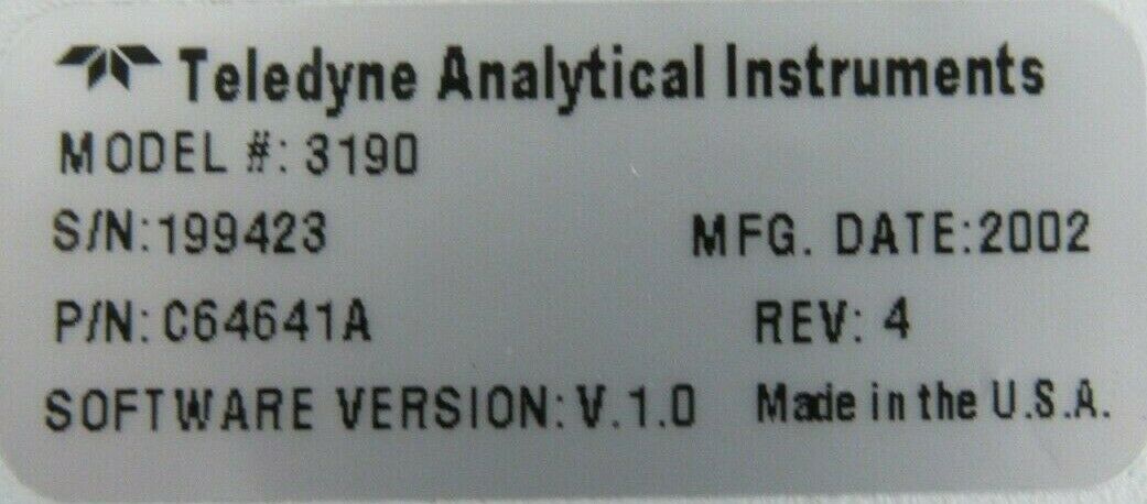 NEW TELEDYNE 3190 TRACE OXYGEN ANALYZER C64641A - SB Industrial Supply ...