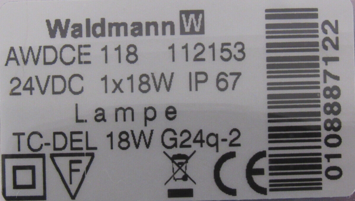 NEW WALDMANN AWDCE118 FLUORESCENT LAMP 24VDC 112153 112153011 - SB ...