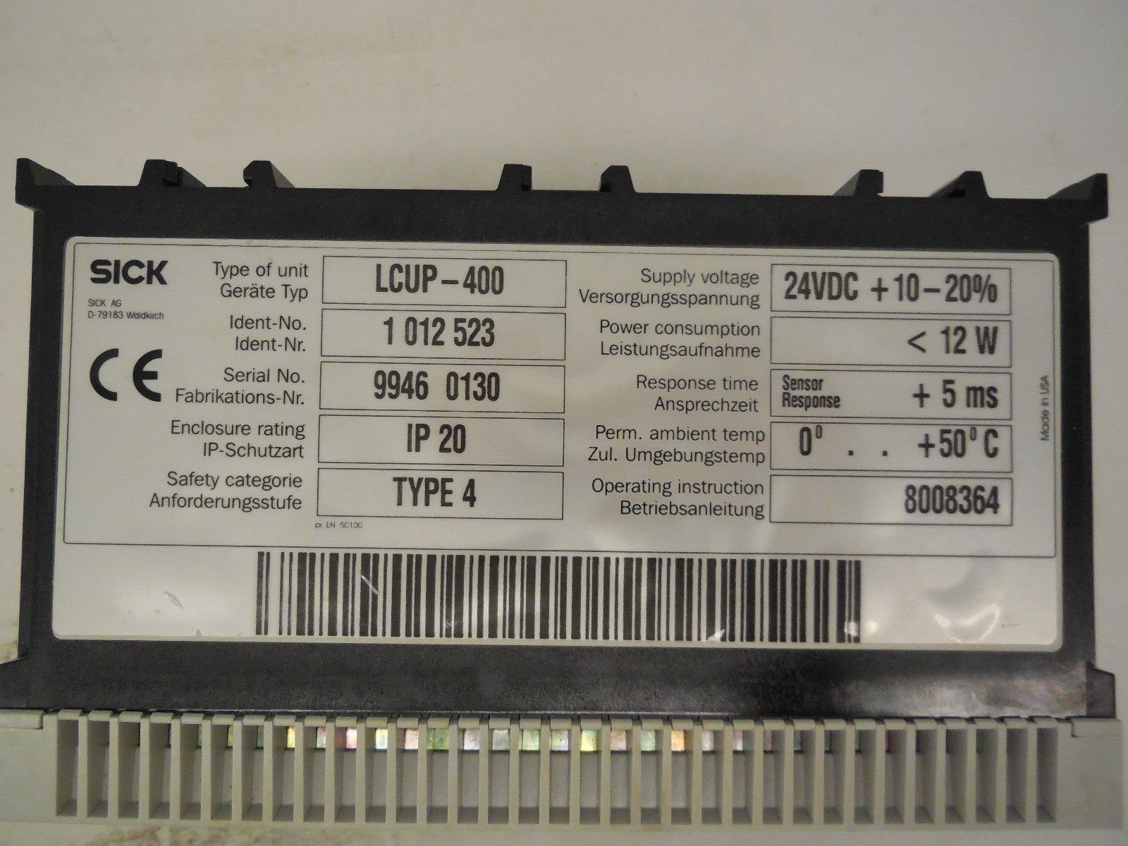 USED SICK OPTIC LCUP-400 LIGHT CURTAIN CONTROLLER LCUP400 - SB Industrial Supply, Inc.