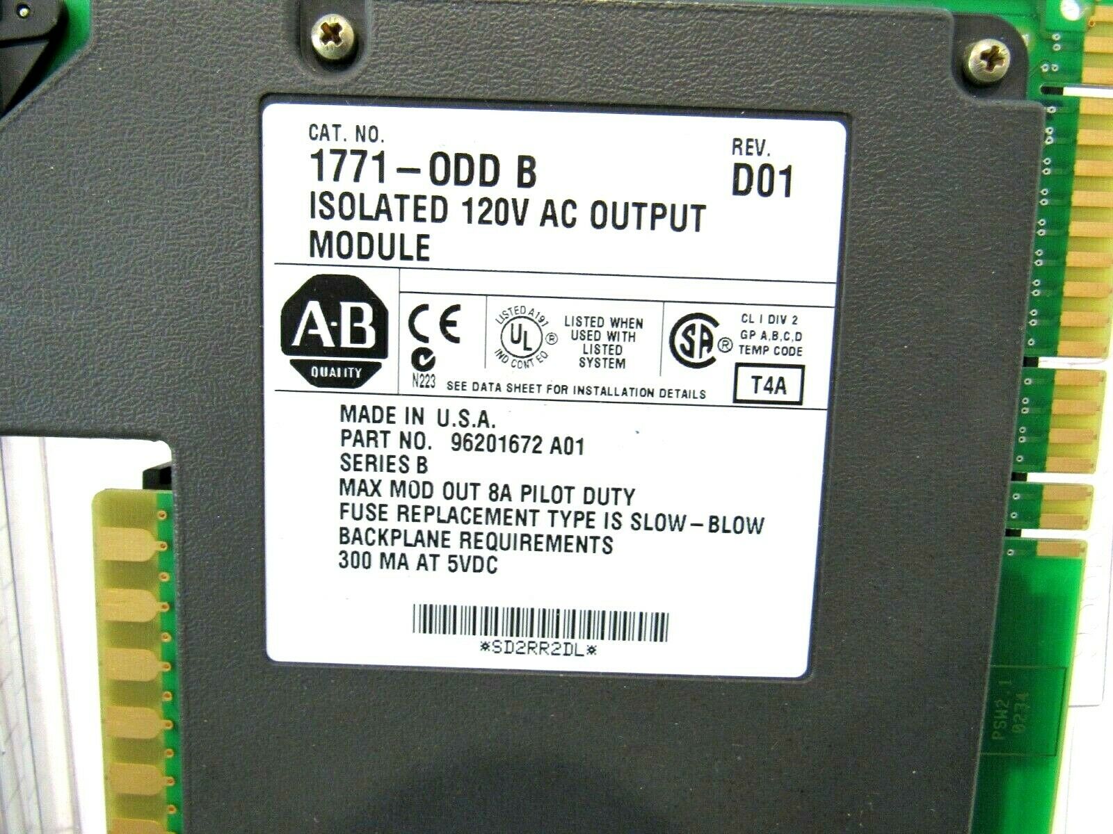 NEW ALLEN BRADLEY 1771-ODD OUTPUT MODULE SER.B REV.D01 1771ODD - SB Industrial Supply, Inc.