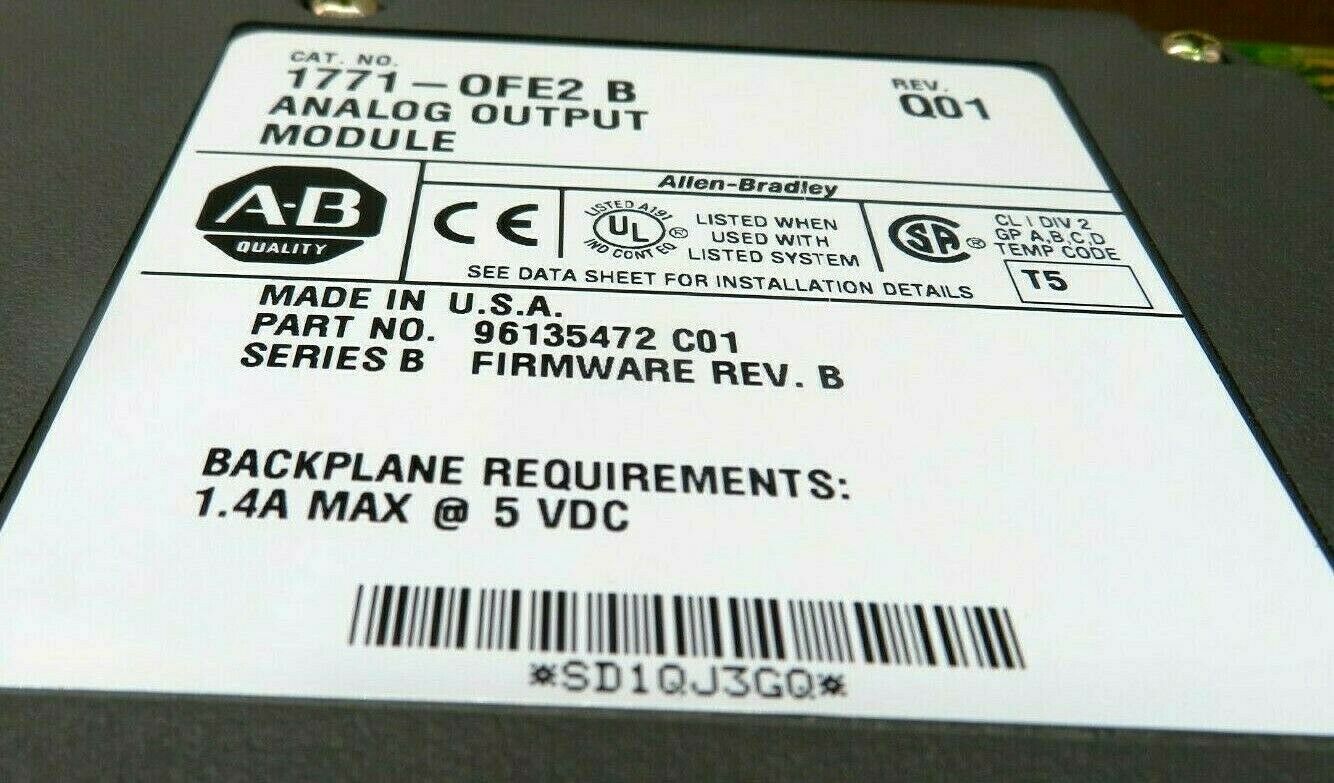 NEW ALLEN BRADLEY 1771-OFE2 OUTPUT MODULE SERIES B 1771OFE2 - SB ...