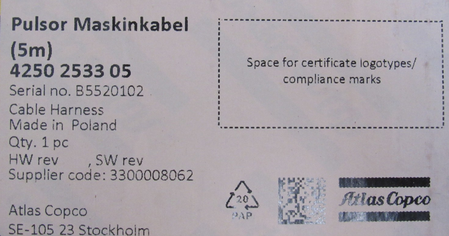 NEW ATLAS COPCO 4250253305 PULSOR CABLE 5M - SB Industrial Supply, Inc.