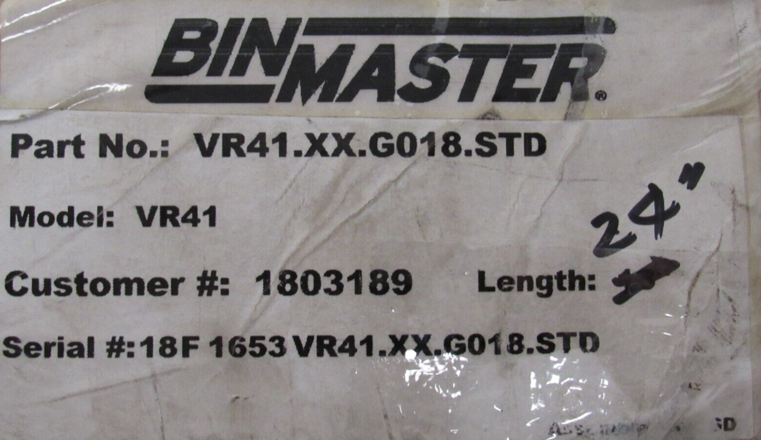 NEW BIN MASTER VR-41 VIBRATING ROD LEVEL SENSOR VR41.XX.G018.STD VR41 ...