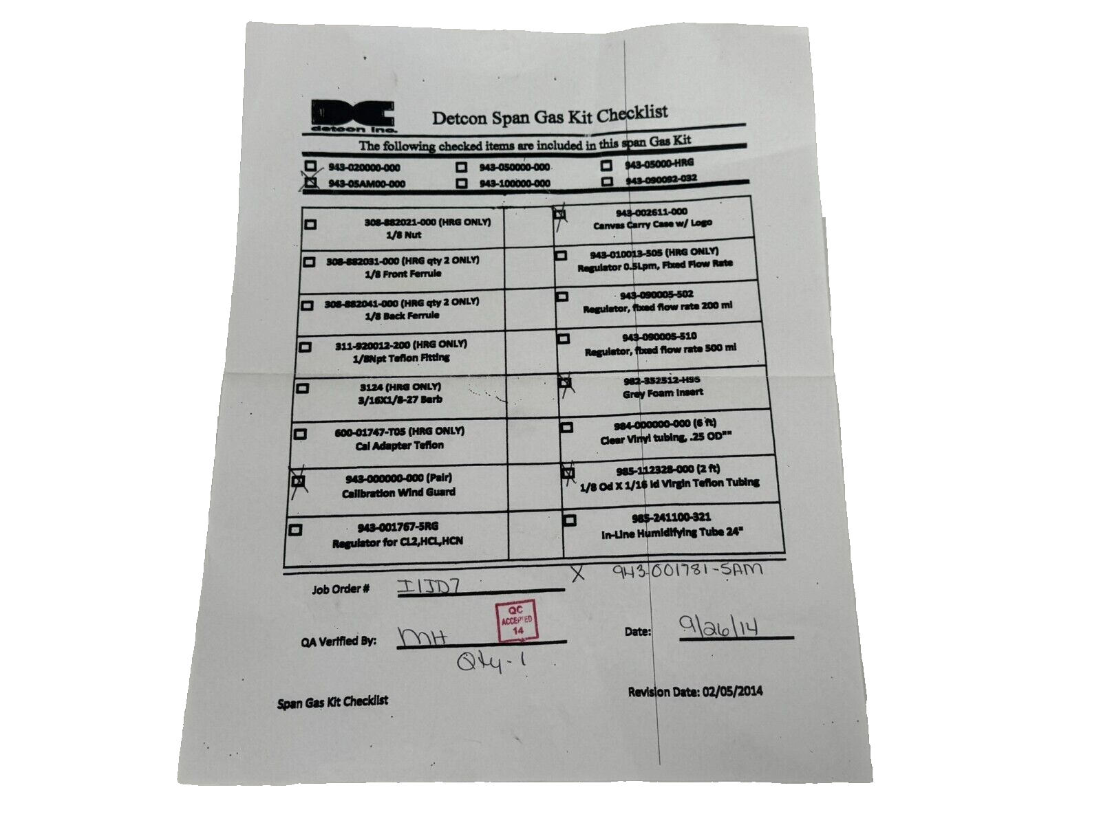 NEW DETCON 943-05AM00-000 SPAN GAS KIT 94305AM00000 - SB Industrial ...