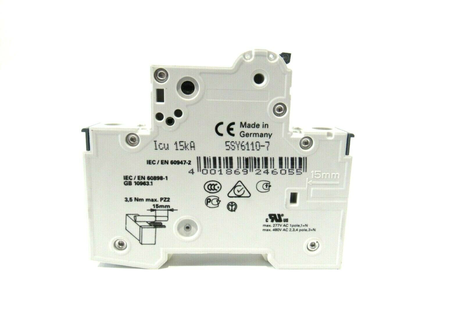 NEW SIEMENS 5SY6110-7 CIRCUIT BREAKER 5SY61107 - SB Industrial Supply, Inc.