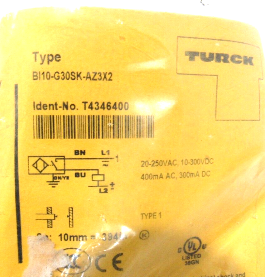 NEW TURCK BI10-G30SK-AZ3X2 PROXIMITY SENSOR T4346400 BI10G30SKAZ3X2 ...