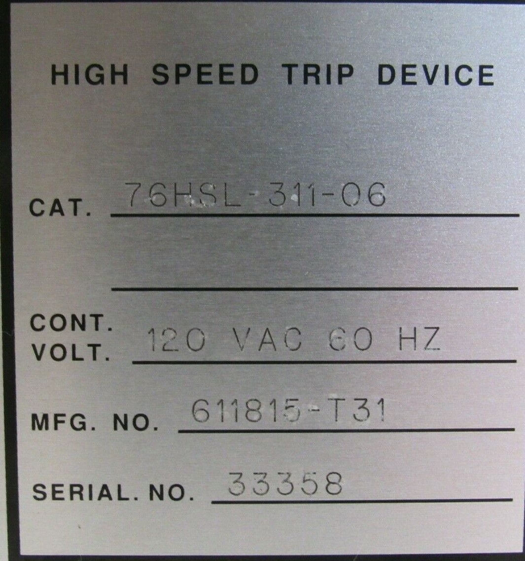 USED ABB 76HSL-311-06 HIGH SPEED TRIP DEVICE 76HSL31106 - SB Industrial ...