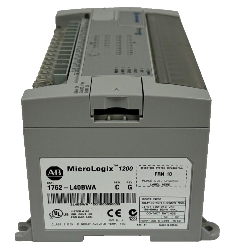 ALLEN BRADLEY 1762-L40BWA MICROLOGIX 1200 CONTROLLER SER. C REV. G PRE ...