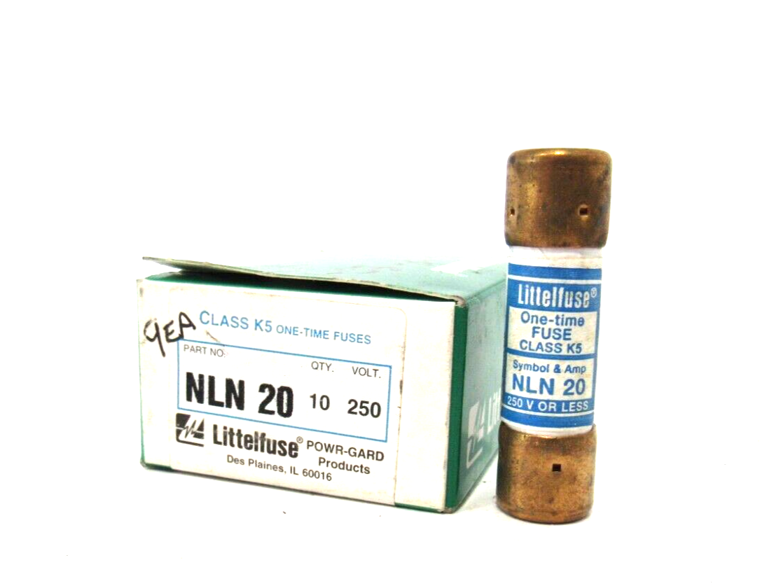 BOX OF 9 NEW LITTELFUSE NLN-20 FUSES NLN20 - SB Industrial Supply, Inc.