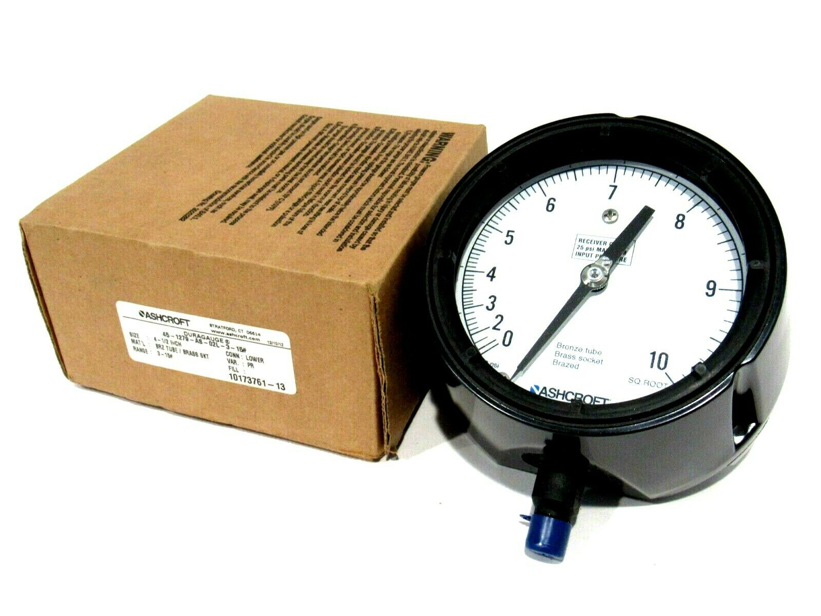 NEW ASHCROFT 45-1279-AS-02L-3-15# PRESSURE GAUGE 451279AS02L315 - SB ...