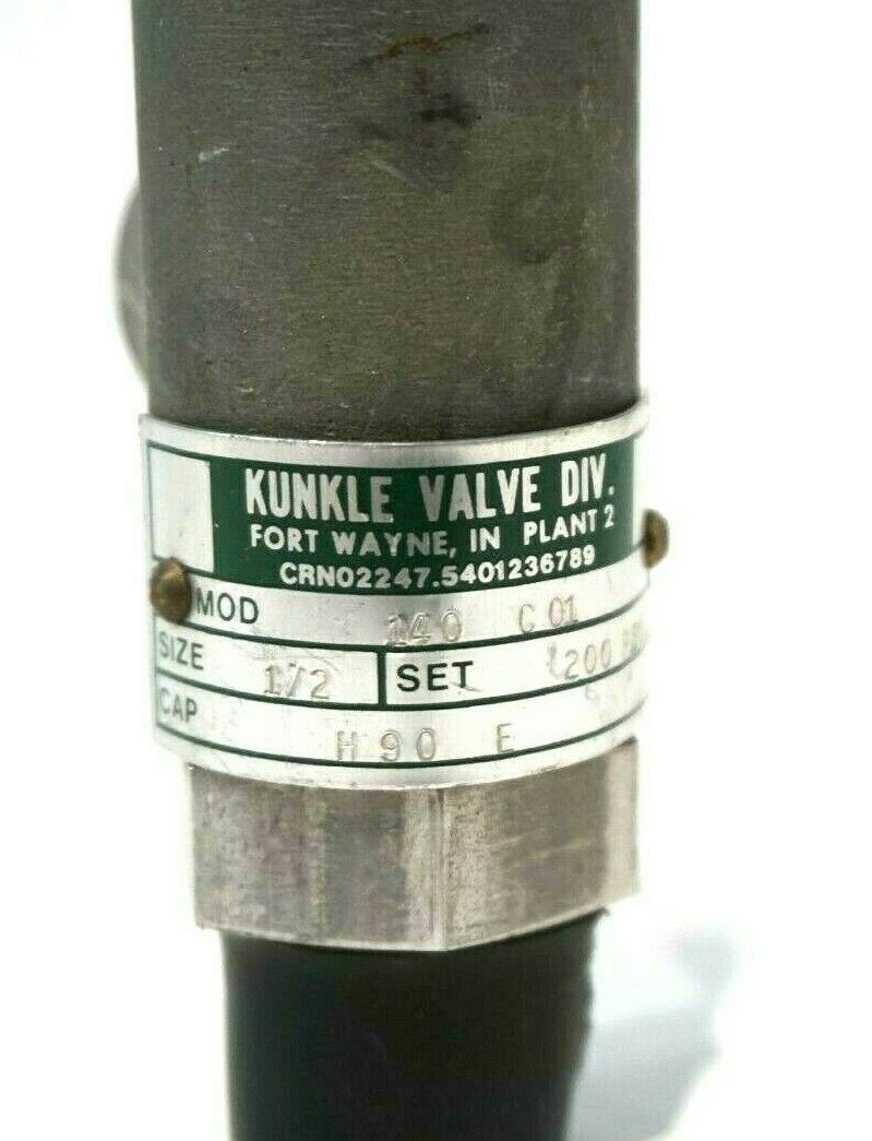 NEW KUNKLE MODEL 140 C01 RELIEF VALVE - SB Industrial Supply, Inc.