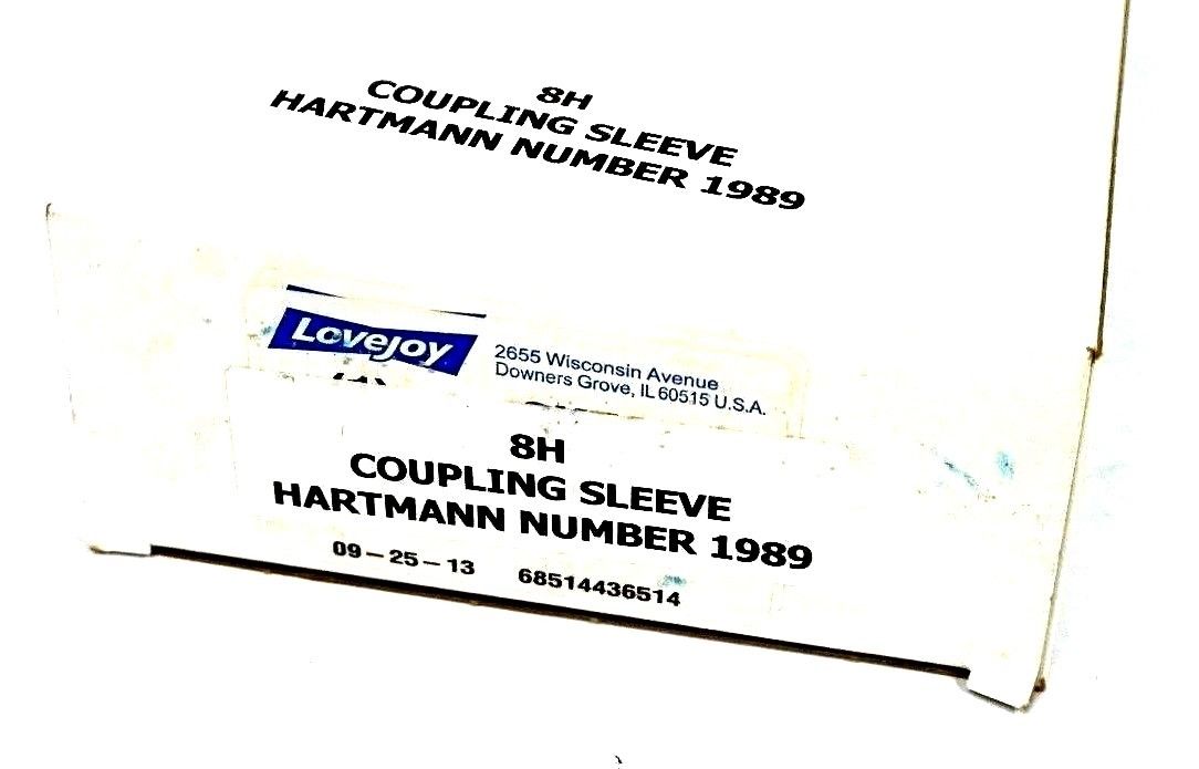 NEW LOVEJOY 8H COUPLING SLEEVE HARTMANN NUMBER 1989 - SB Industrial ...