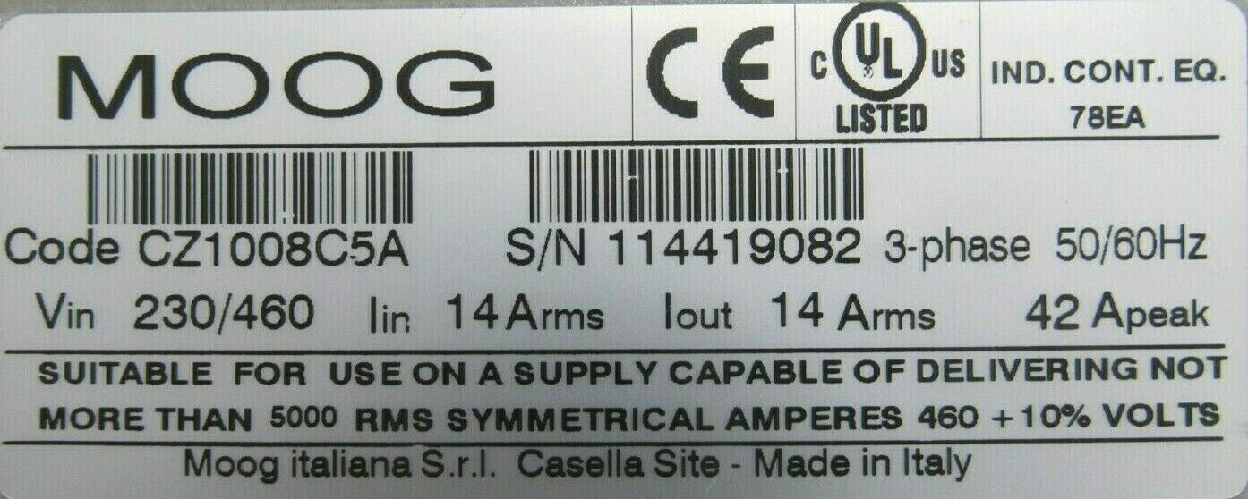 NEW MOOG CZ1008C5A SERVO DRIVE DS2000 - SB Industrial Supply, Inc.