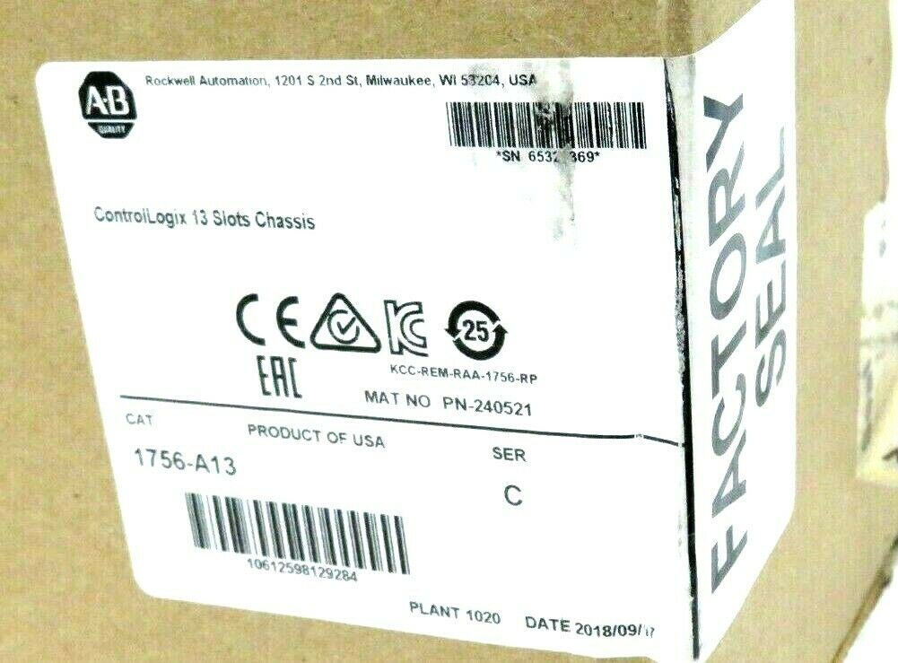 NEW SEALED ALLEN BRADLEY 1756-A13 CONTROLLOGIX 13 SLOTS CHASSIS SERIES ...
