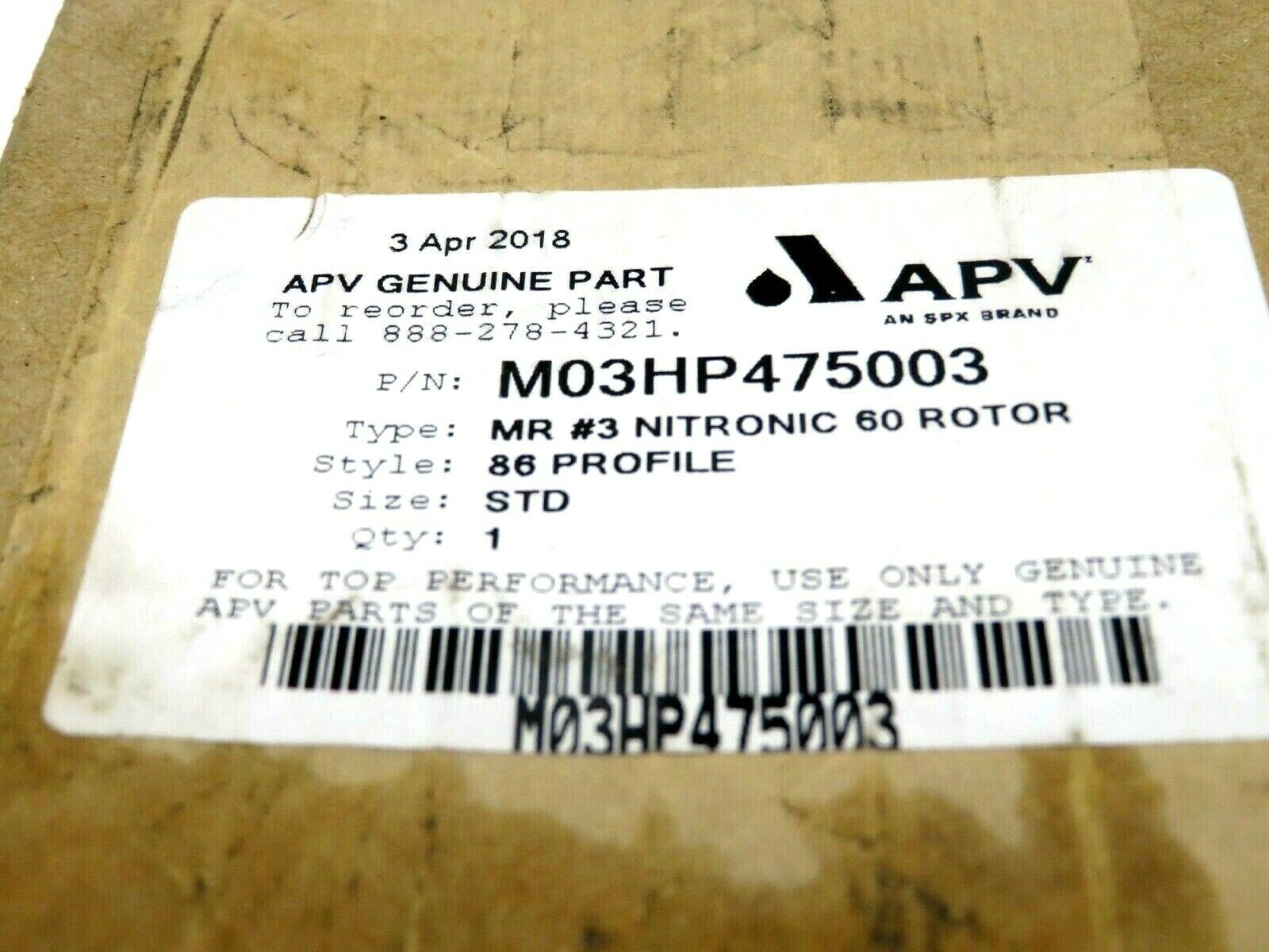 NEW SEALED APV M03HP475003 MR #3 NITRONIC 60 ROTOR - SB Industrial ...