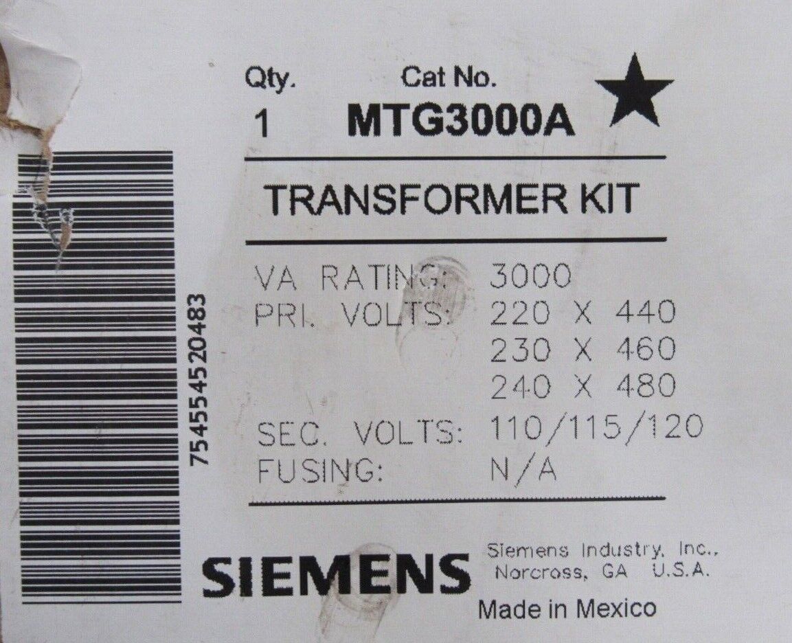 NEW SIEMENS MTG3000A TRANSFORMER 3000VA - SB Industrial Supply, Inc.