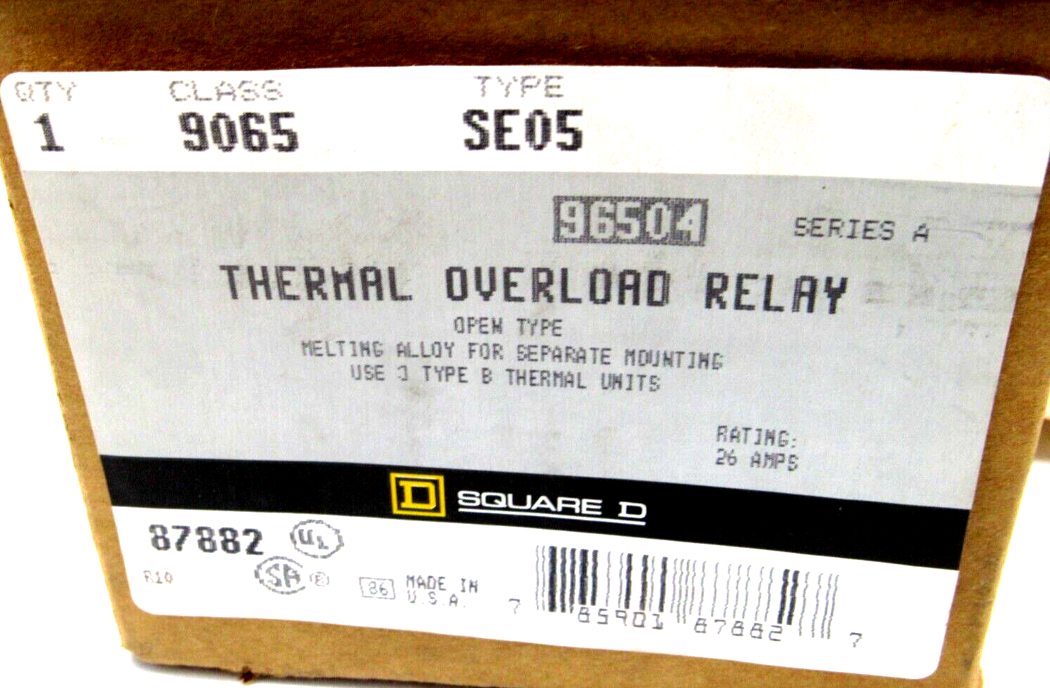NEW SQUARE D 9065-SEO5 OVERLOAD RELAY SERIES A 9065SEO5 - SB Industrial ...