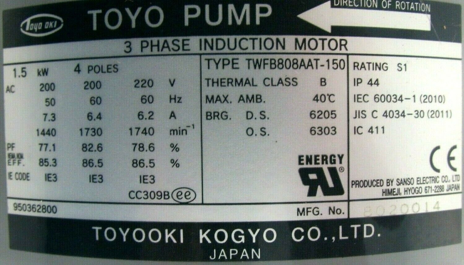 NEW TOYO-OKI TWFB808AAT-150 PUMP HBPV-3C4TL-D-VB1E-14A3-A-CC200 200 ...