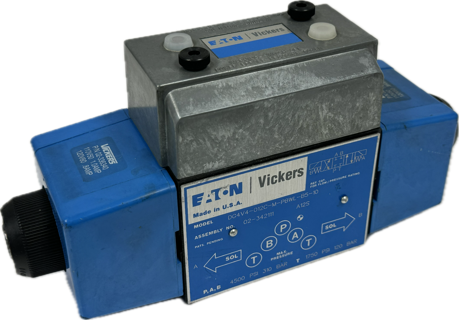 NEW VICKERS DG4V4-012C-M-PBWL-B5-10 VALVE 02-34211 W/ 02-336340 COILS ...