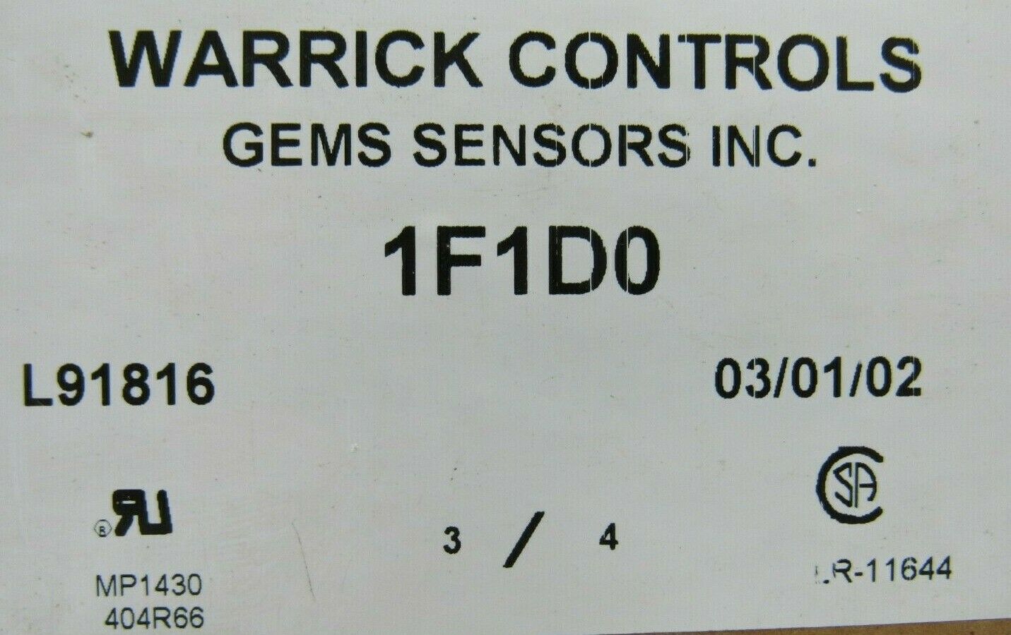 NEW WARRICK CONTROLS 1F1D0 CONTROL RELAY - SB Industrial Supply, Inc.