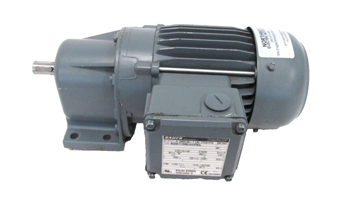 USED BAUER BG06-11/D06LA4/AMUL GEARMOTOR 480V BG0611D06LA4AMUL - SB ...