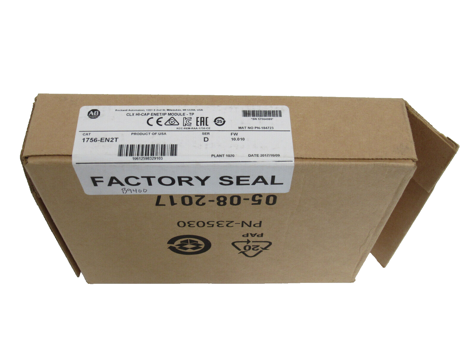 ALLEN BRADLEY 1756-EN2T COMMUNICATION MODULE SER D FW10.010 1756EN2T NEW SURPLUS - SB Industrial ...